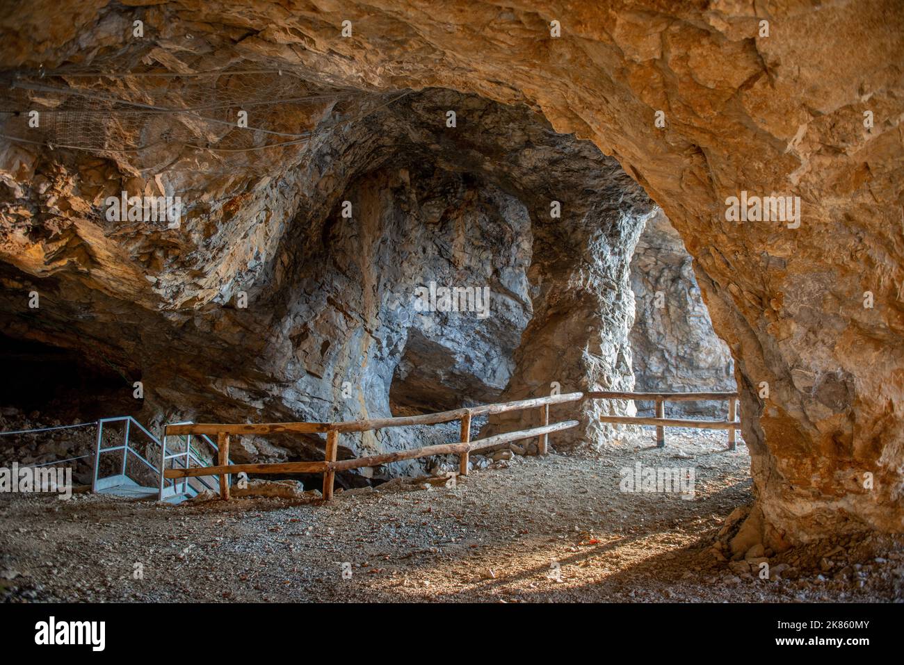 Entrance to the speleological park of Dossena Stock Photo - Alamy