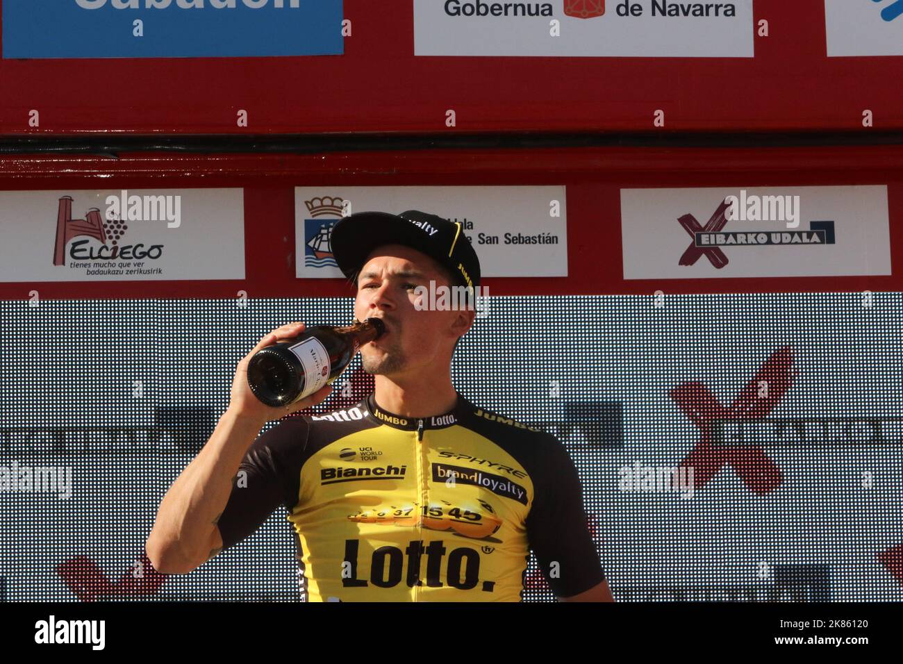 Slovakian Primoz Roglic on the podium as the stage winner Stock Photo ...