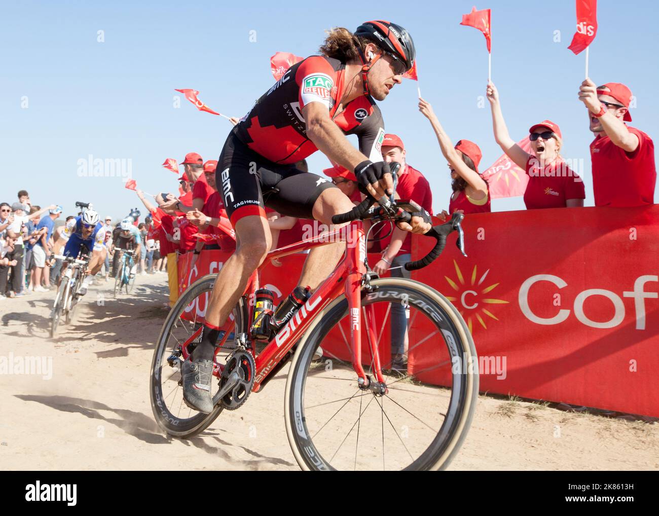 Daniel Oss (BMC) on the Carrefour de l'Arbre Stock Photo - Alamy