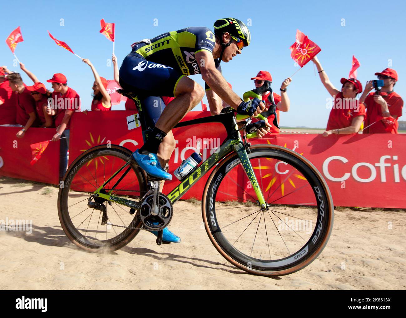 Last years winner Matt Hayman (Orica Scott) a little way down on the ...