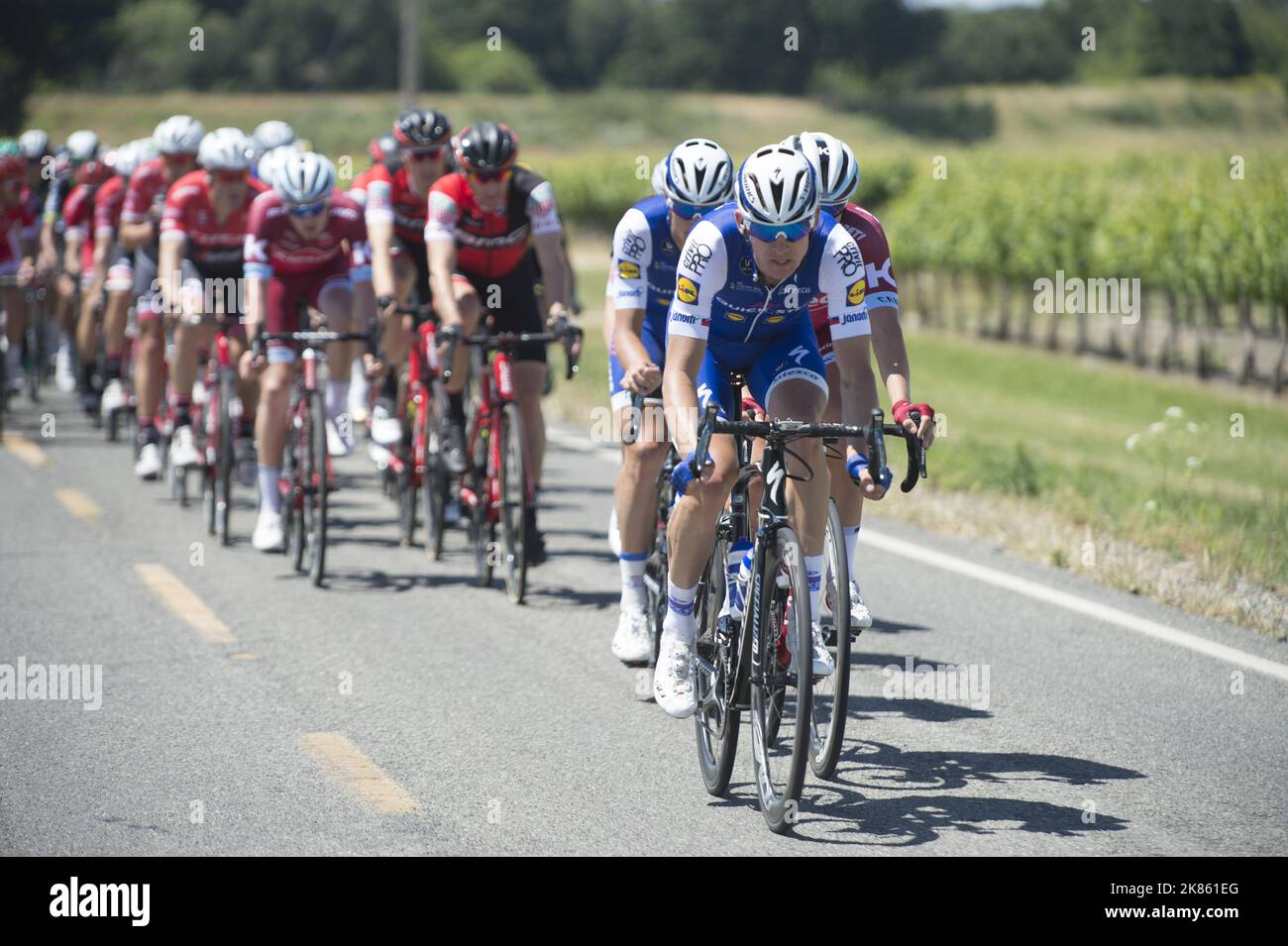 Quickstep Floors leads the peloton early in the race. , (Photo by Casey ...