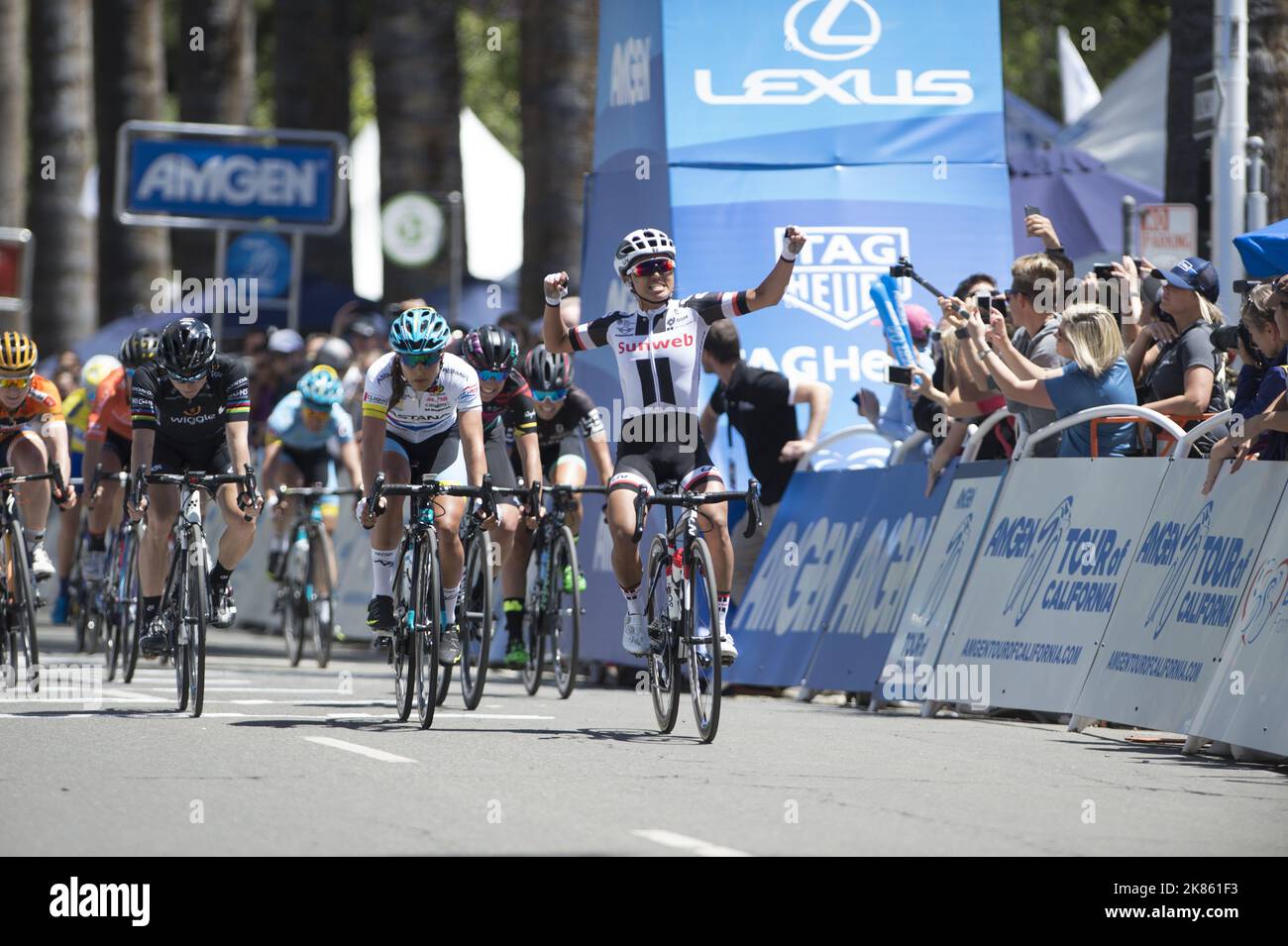 Coryn Rivera celebrates win, Stage 3, Women's Amgen Tour of California ...