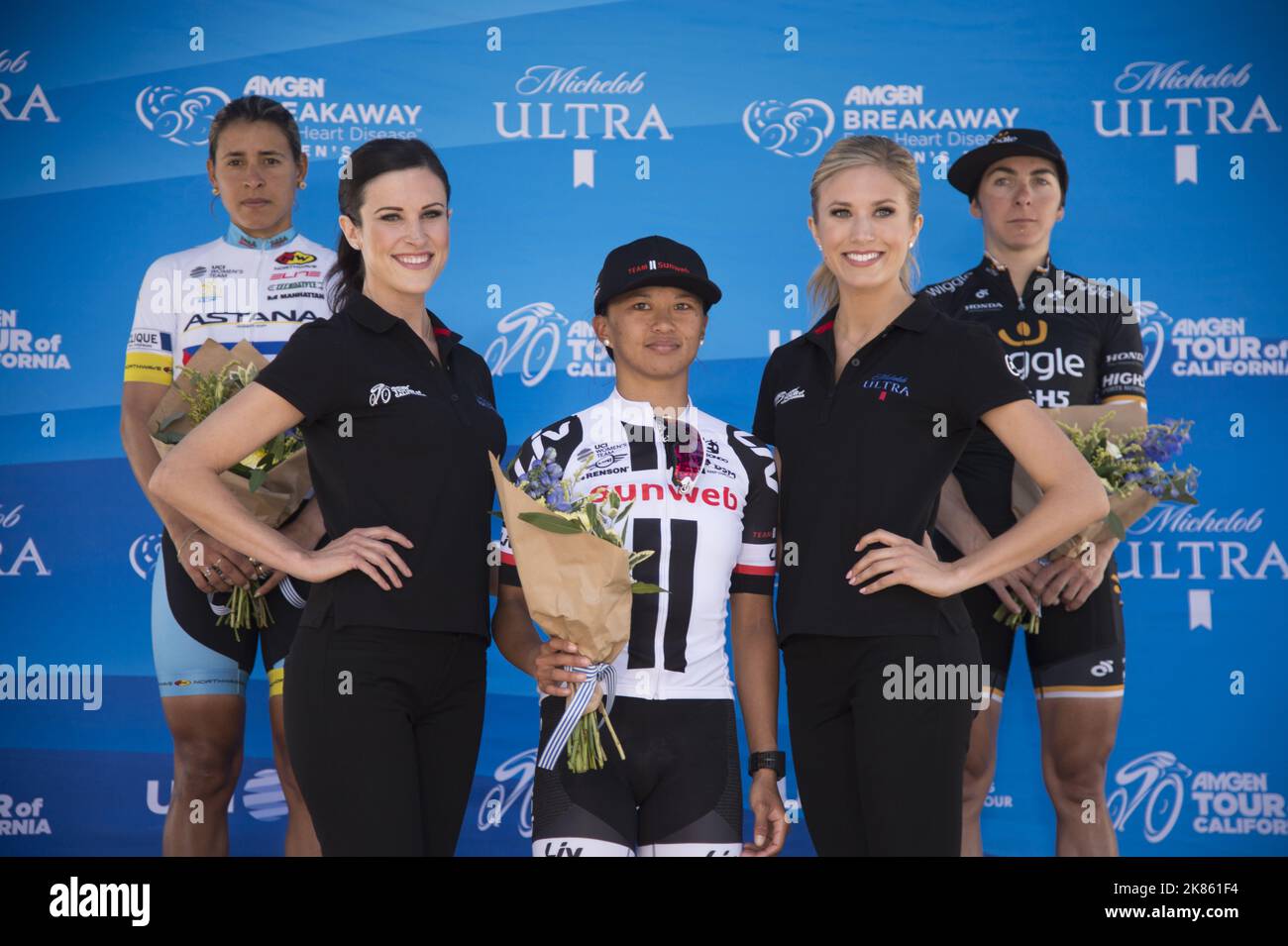 Coryn Rivera on podium, winner Stage 3, Women's Amgen Tour of ...