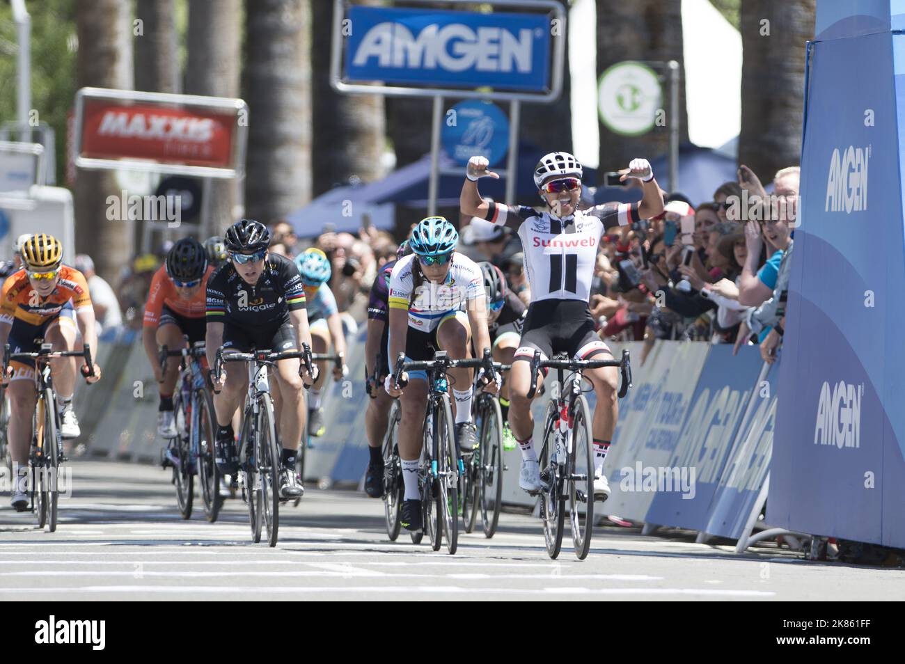 Coryn Rivera celebrates win, Stage 3, Women's Amgen Tour of California ...