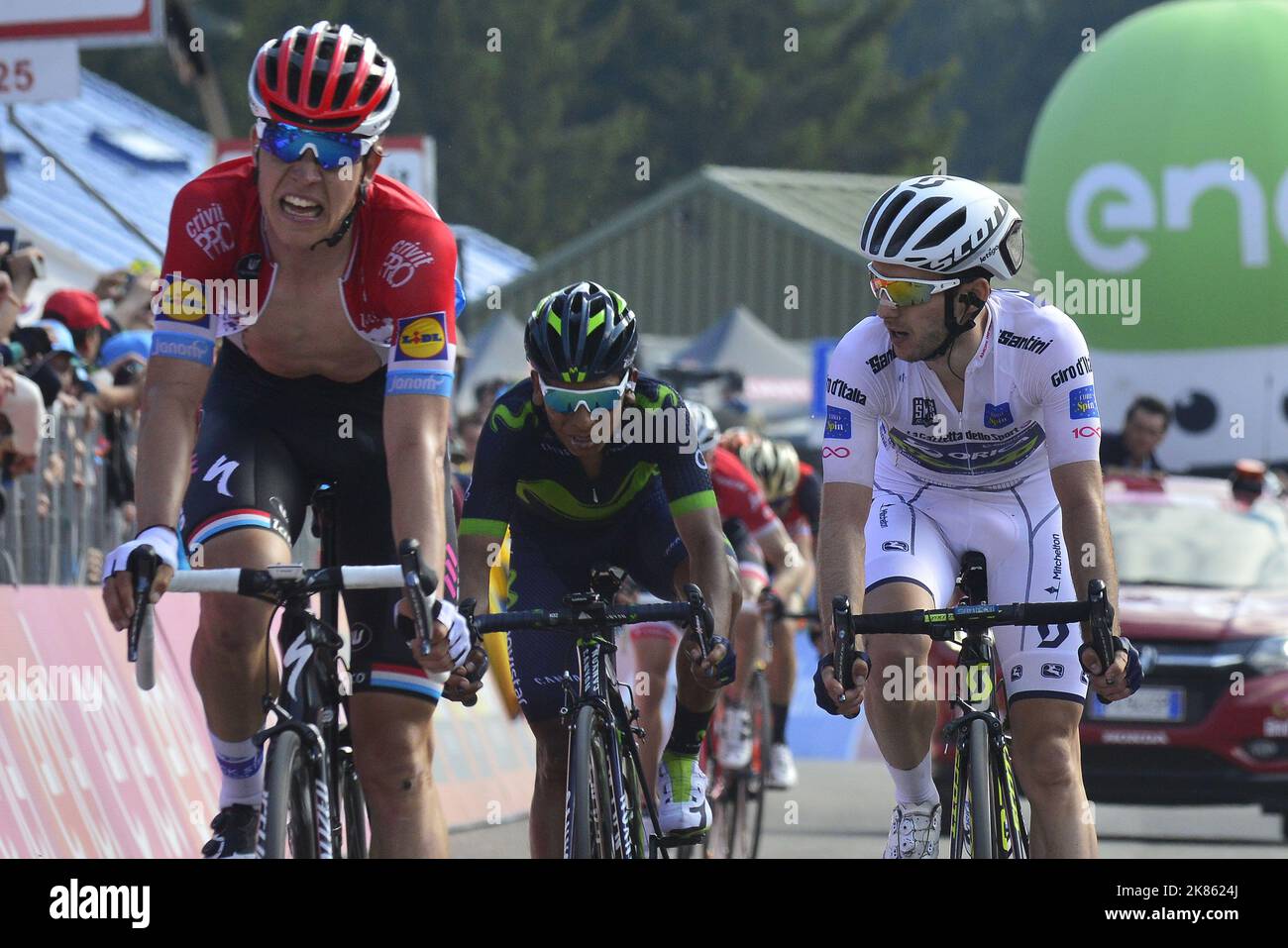 Bob Jungels, Nairo Quintana and Adam Yates during the race Stock Photo ...