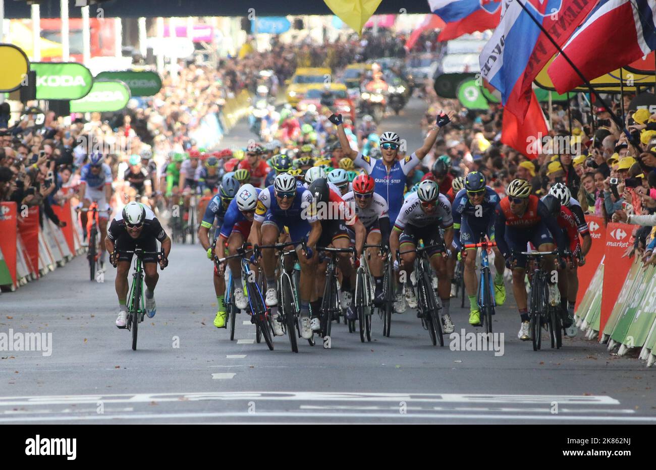 Marcel Kittel Quick Step Germany (centre) wins the stage in Liege with ...