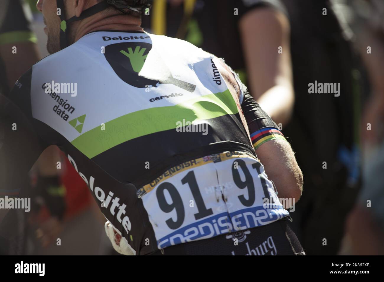 Great Britain's Mark Cavendish team Dimension Data arrives over the ...