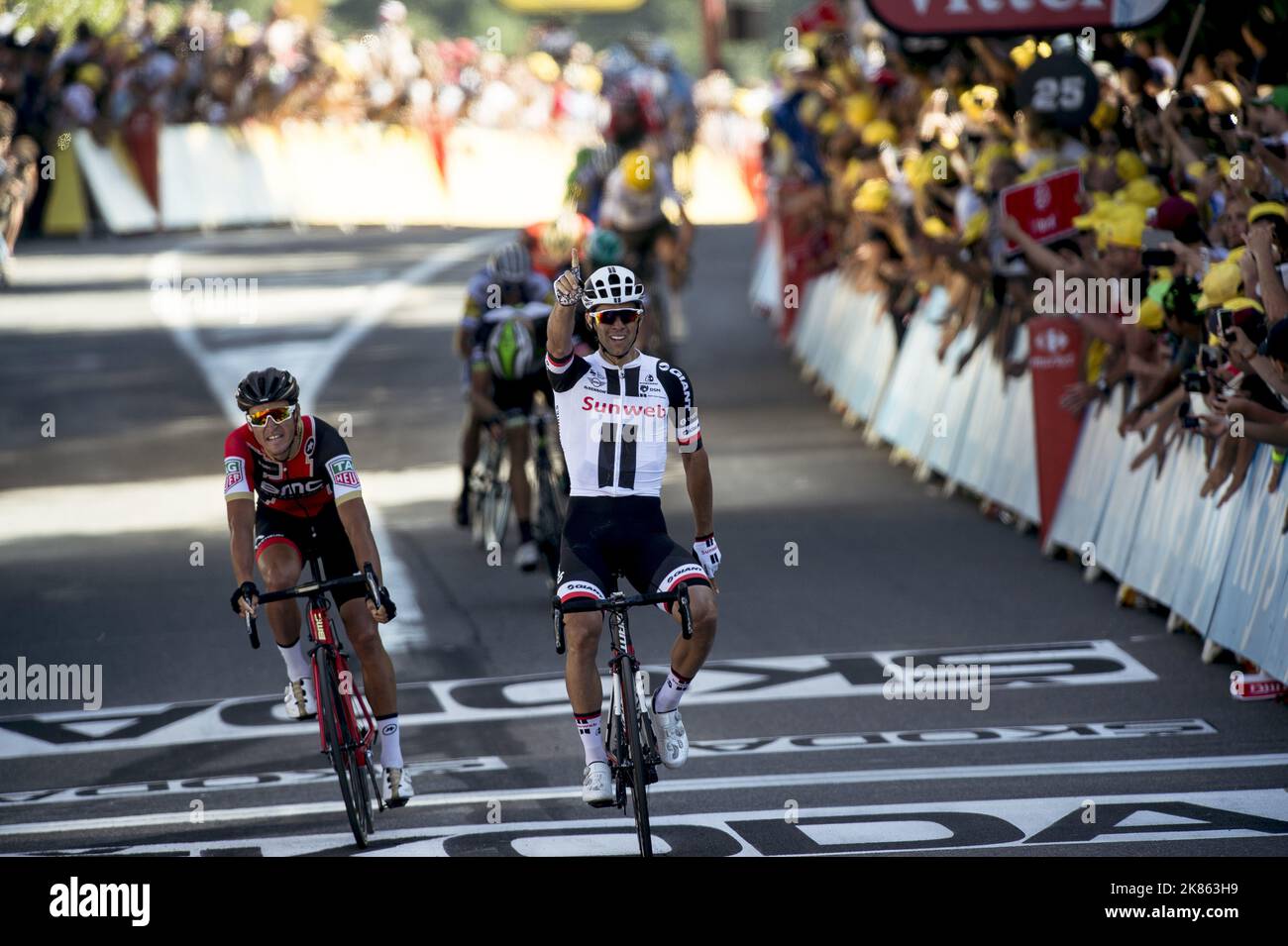 Australia's Michael Matthews Sunweb team crosses the finish line to win ...