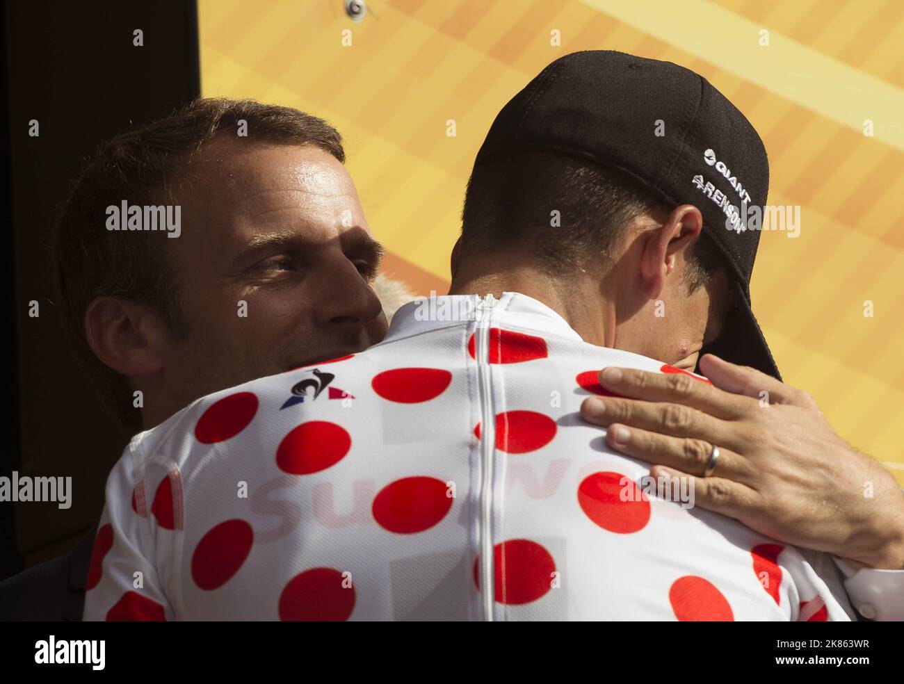 President Emmanuel Macron of France congratulates the French mountain ...