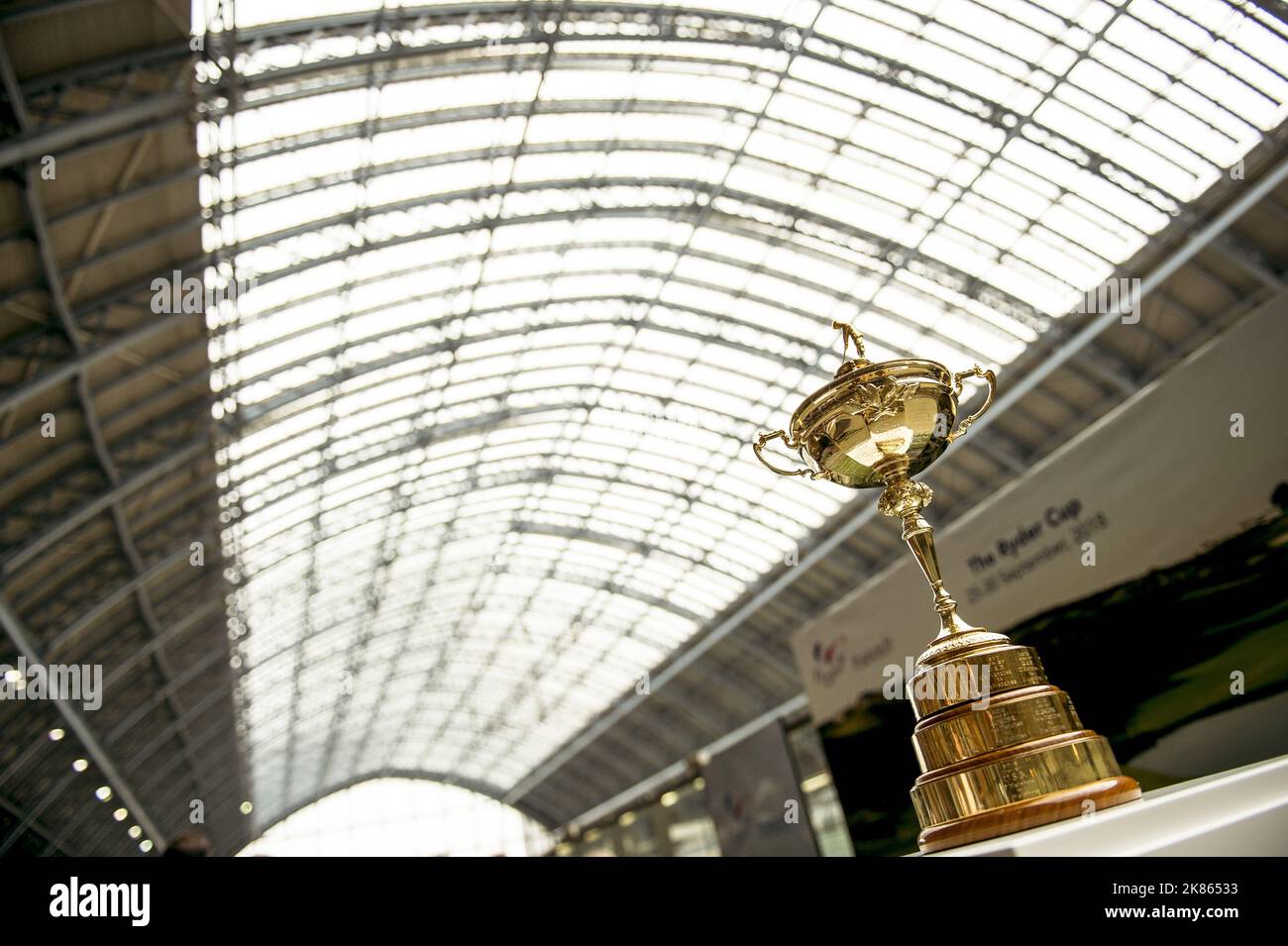The Ryder Cup trophy on display at the Ryder Cup Media call ...