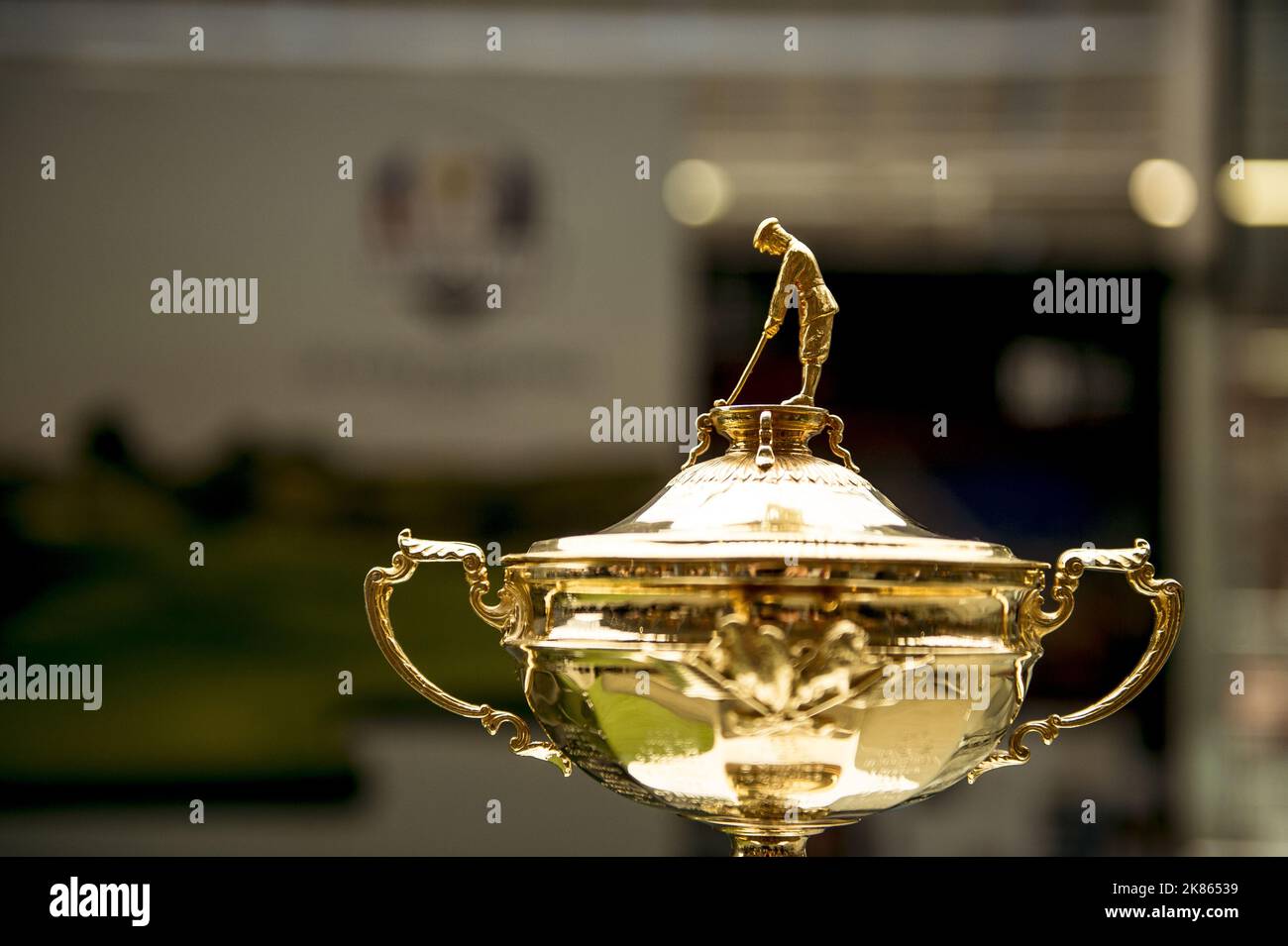 The Ryder Cup trophy on display at the Ryder Cup Media call ...