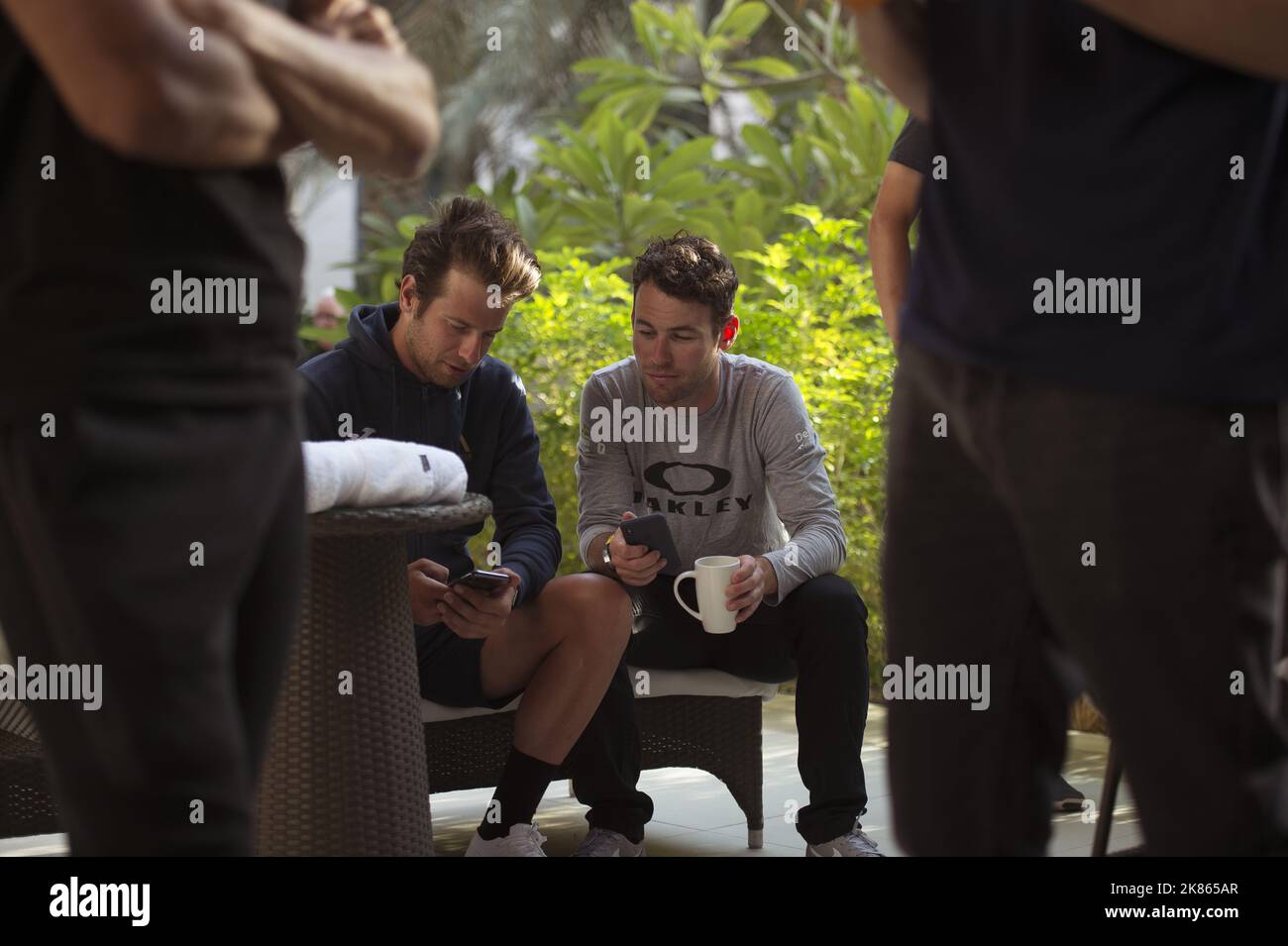 Great Britain's Mark Cavendish team Dimension Data and Adam Blythe Aqua ...