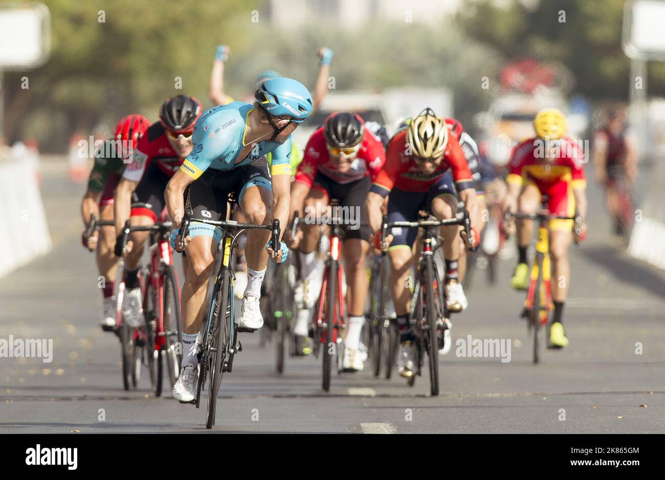 Danish rider Magnus Cort Nielsen (Astana Pro Team) wins the stage in a ...