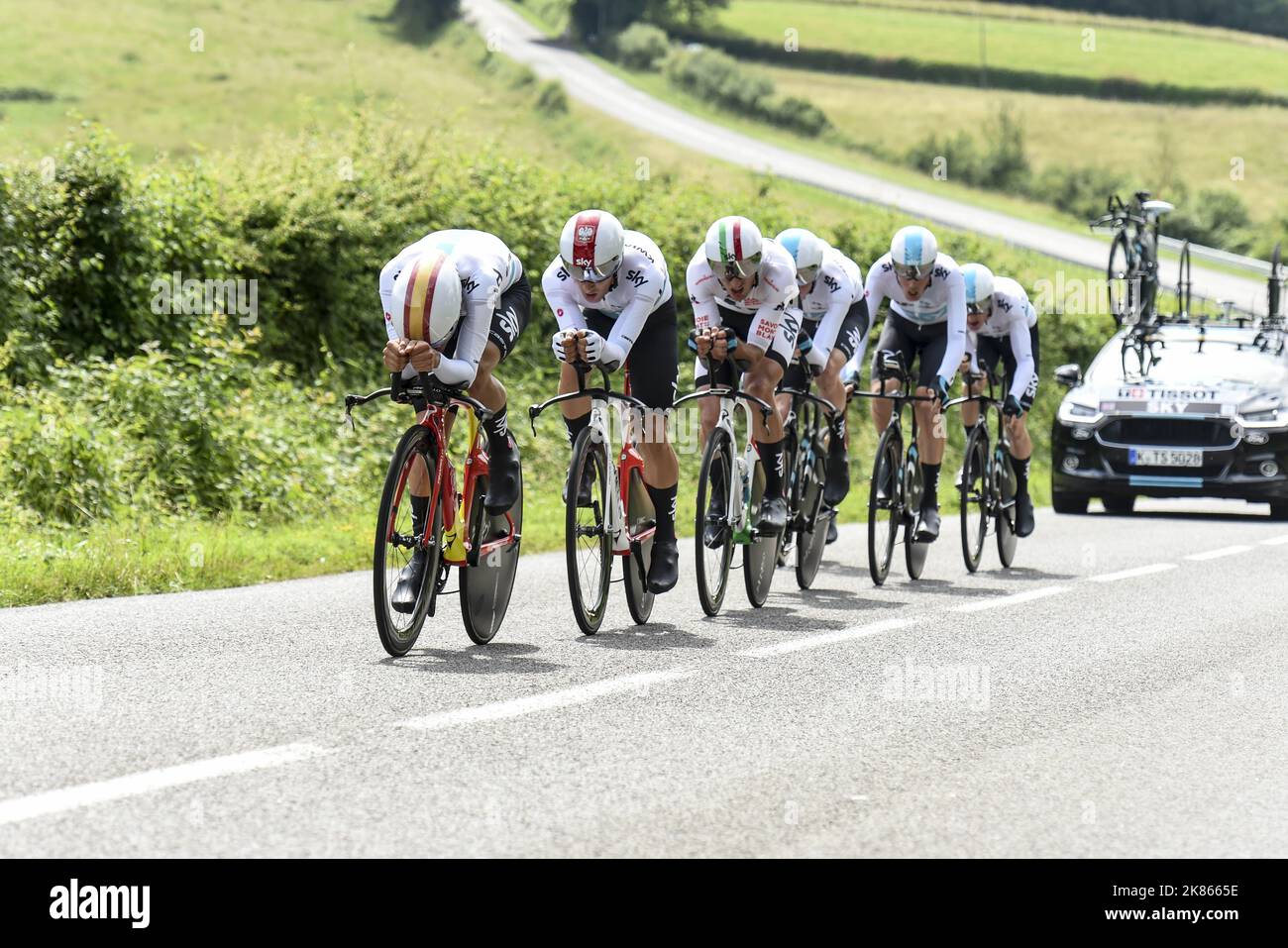 Riders of Great Britain's Sky cycling team win the third stage of the ...