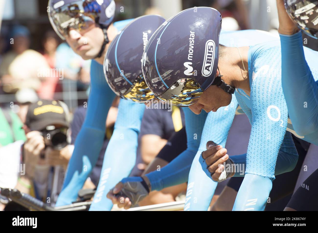 Team Movistar's Nairo Quintana on the starting ramp Stock Photo - Alamy