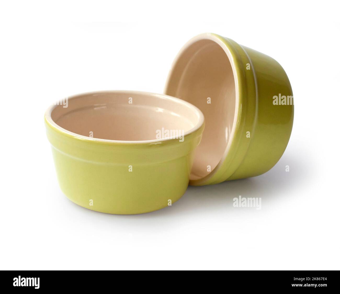 Glazed ceramic pots for cooking on a white background with clipping ...