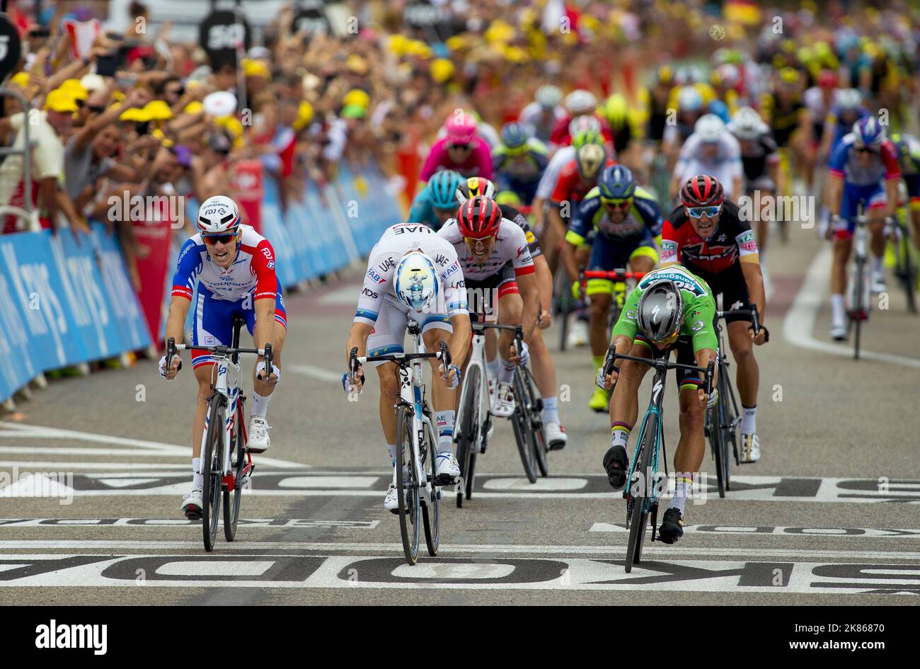Peter Sagan Team Bora Hansgrohe wins the stage in a sprint finish - 2nd ...