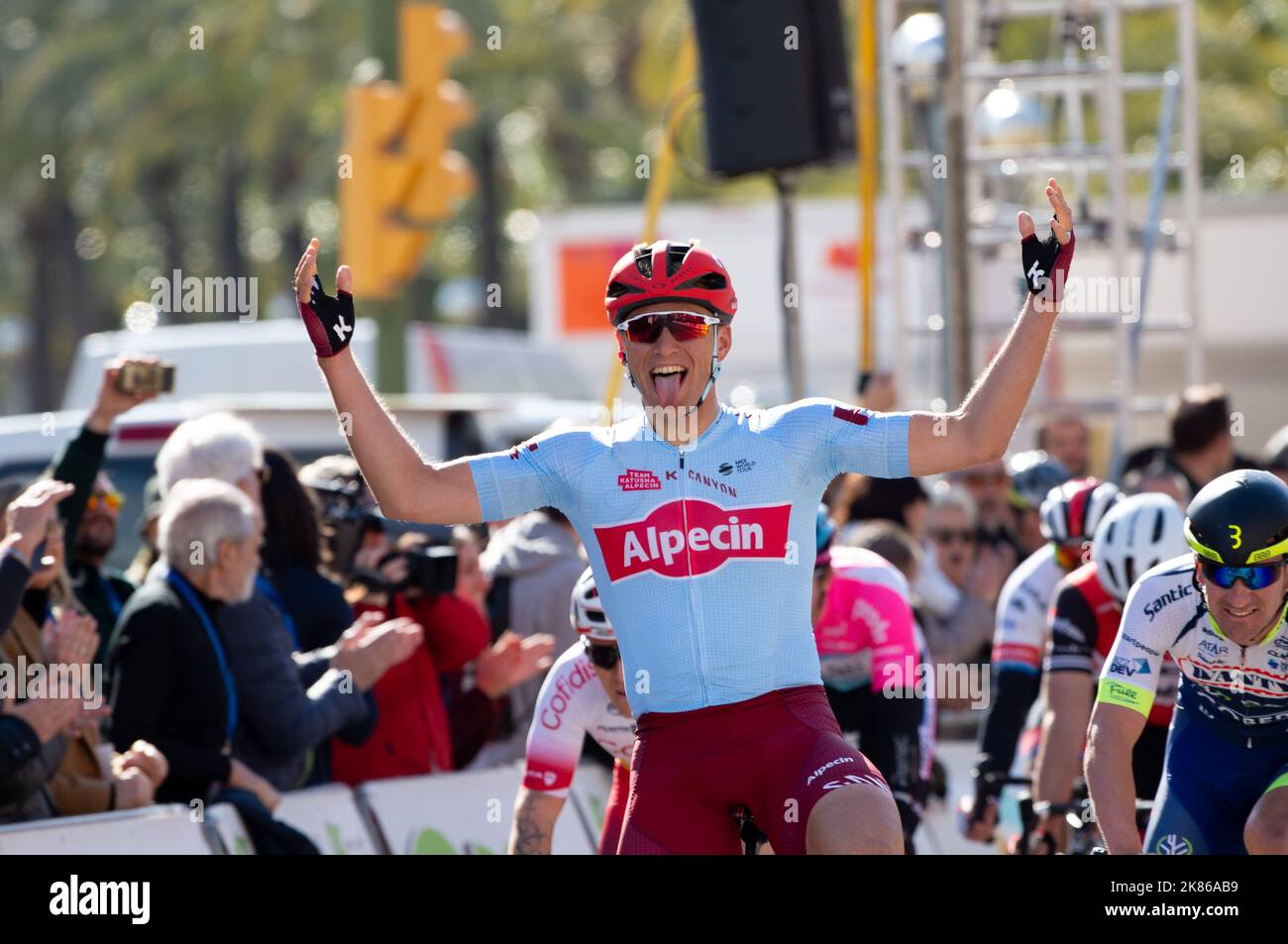 Marcel Kittel, team Katusha Alpecin, wins the stage in Palma after a sprint finish Stock Photo ...