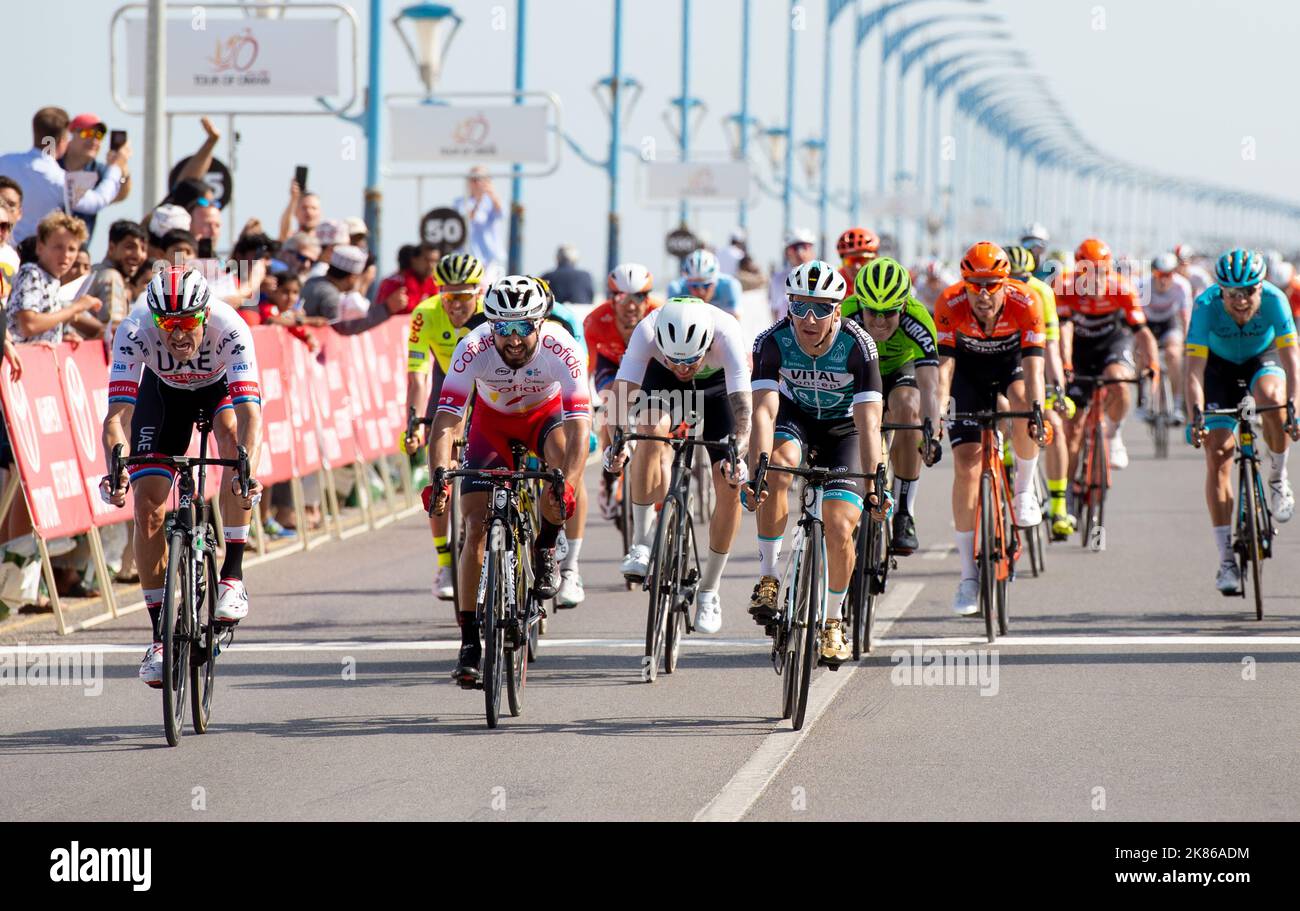 Alexander Kristoff of team UAE Emirates wins the stage in a sprint ...