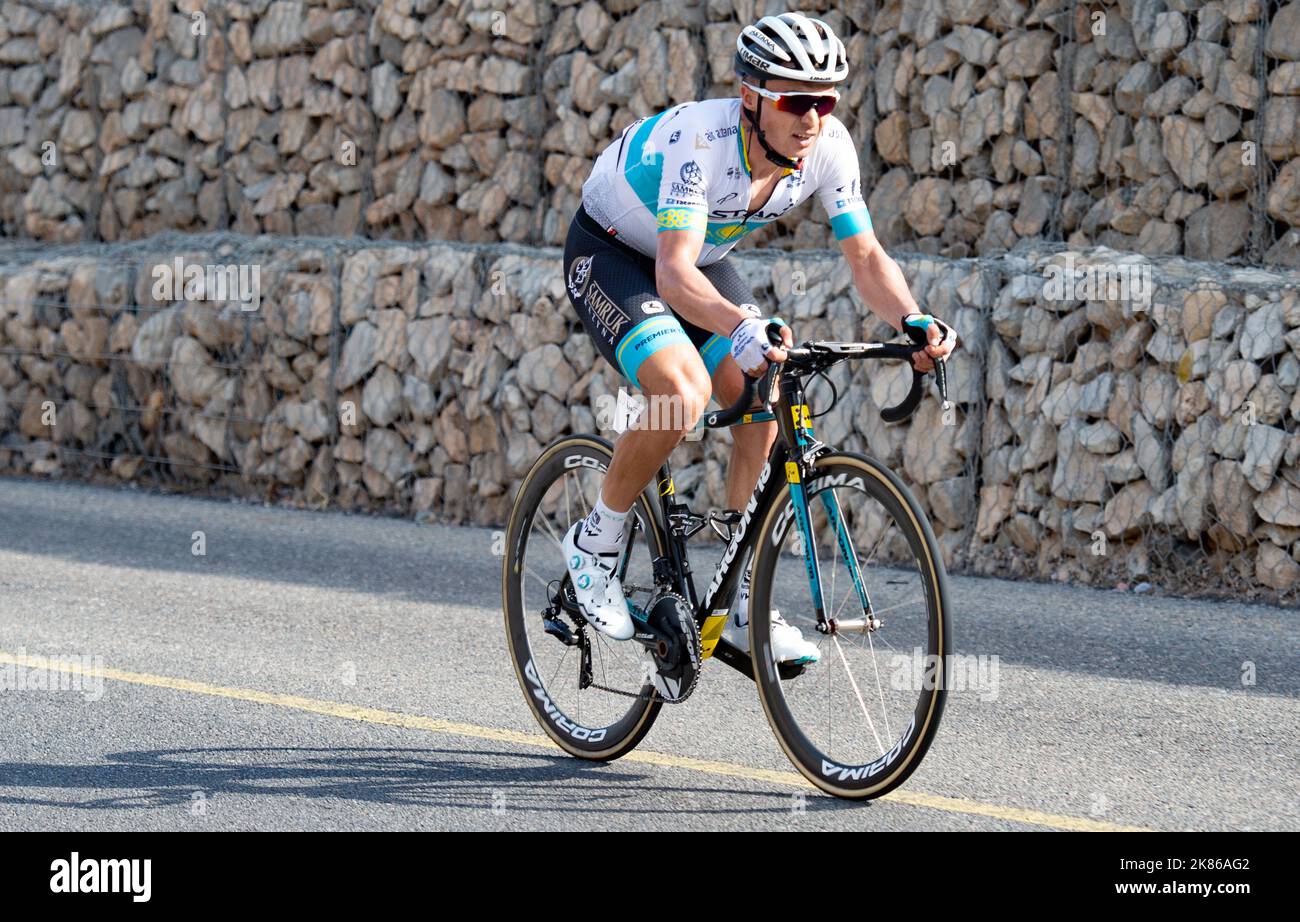 Alexey Lutsenko team Astana wins the stage making a break in the final kms on the last climb Al ...