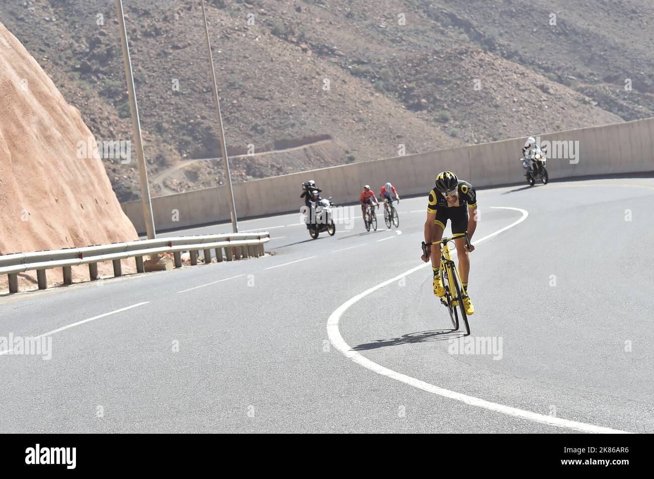 Adrien Petit leading the race into the final metres of the mountain ...