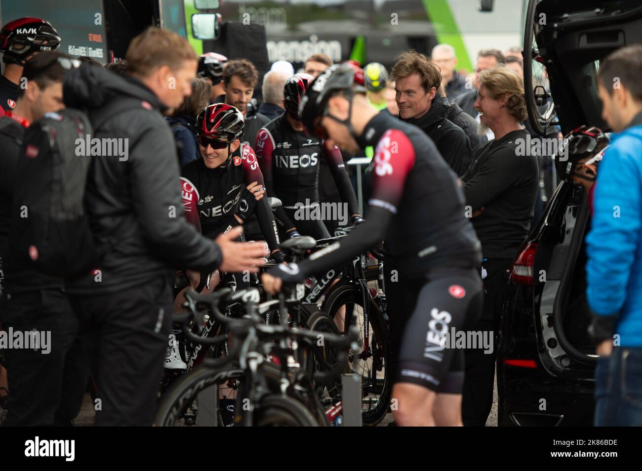 The new Ineos Team kit is unveiled at stage one of the Tour of ...