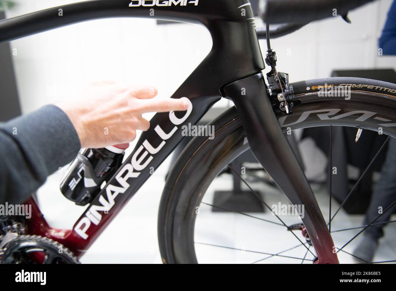 The Tour de Yorkshire 2019 at the start of the race at a Pinarello bike ...