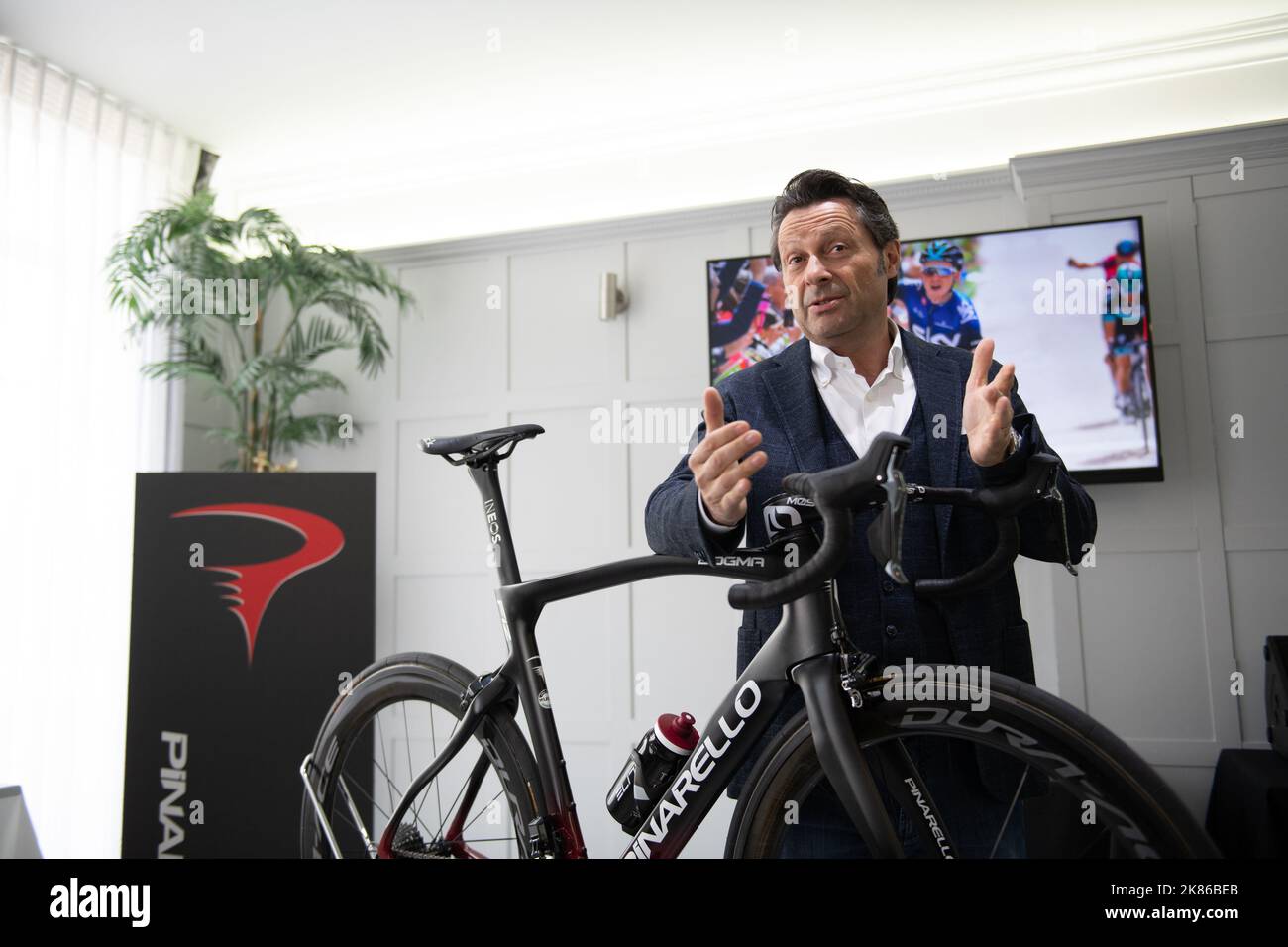 The Tour de Yorkshire 2019 at the start of the race at a Pinarello bike ...