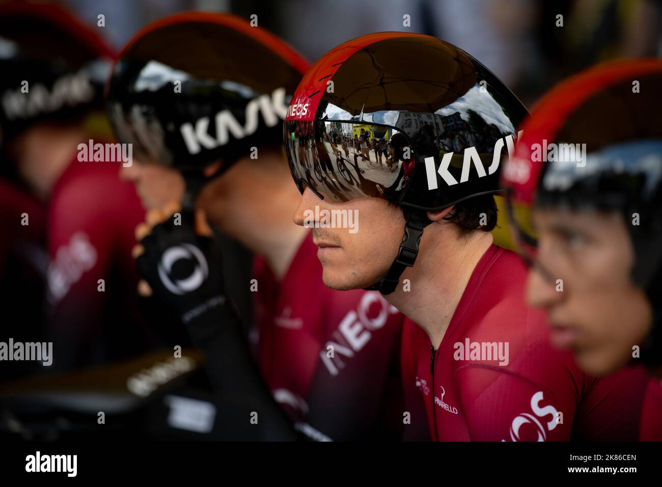 Team Ineos's and Great Britain's Geraint Thomas before the team Time ...