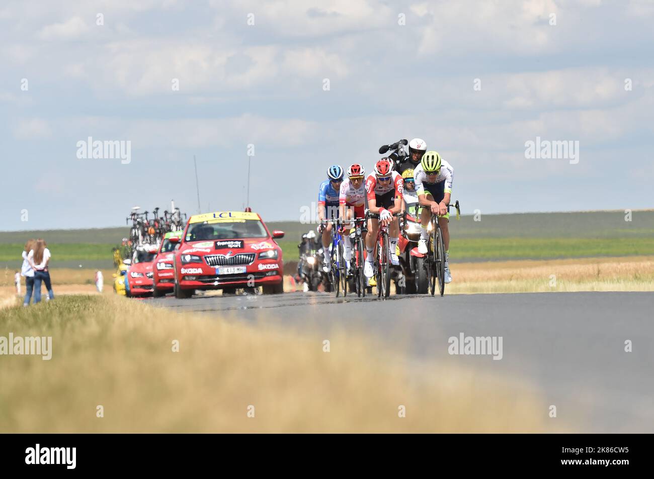 The early breakaway bunch with with Stephane Rossetto (Cofidis), Yoann ...