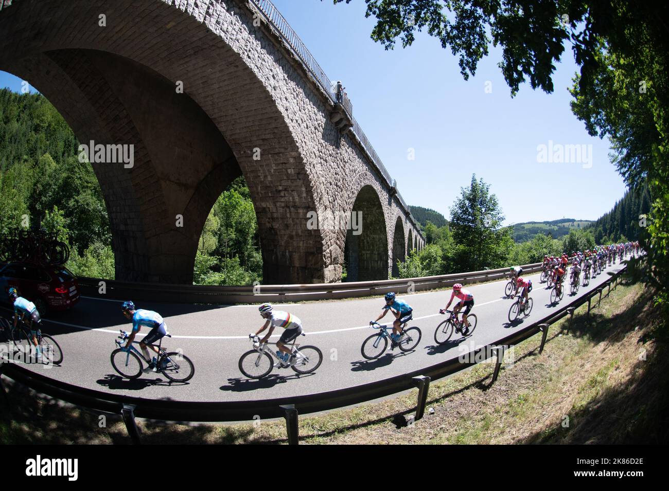 The chasing peloton including Alejandro Valverde and the Movistar team ...