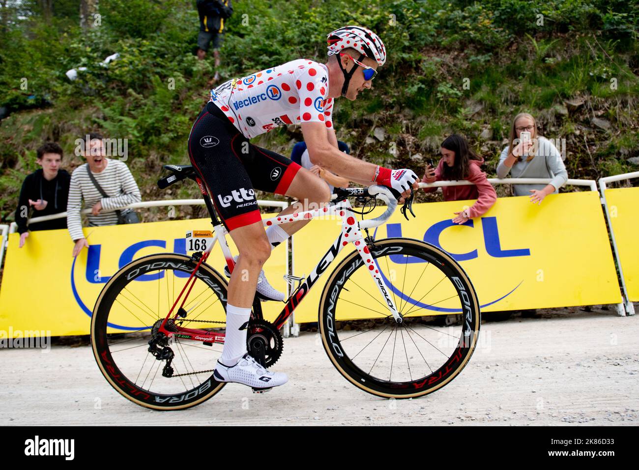Tim Wellens for team Lotto Soudal climbs the final km in the Tour de ...