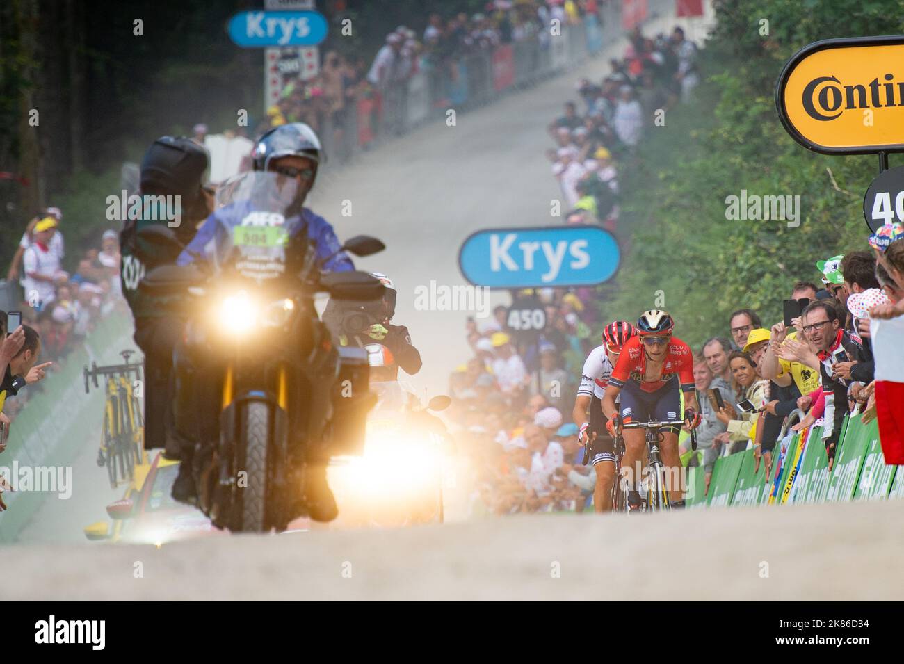 Belgian Dylan Teuns of Bahrain-Merida wins the stage followed by ...