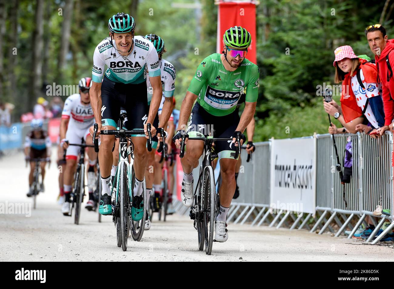 Peter Sagan (SVK/Bora) and Marcus Burghardt (D/Bora) during stage 6 of the Tour de France 2019 ...
