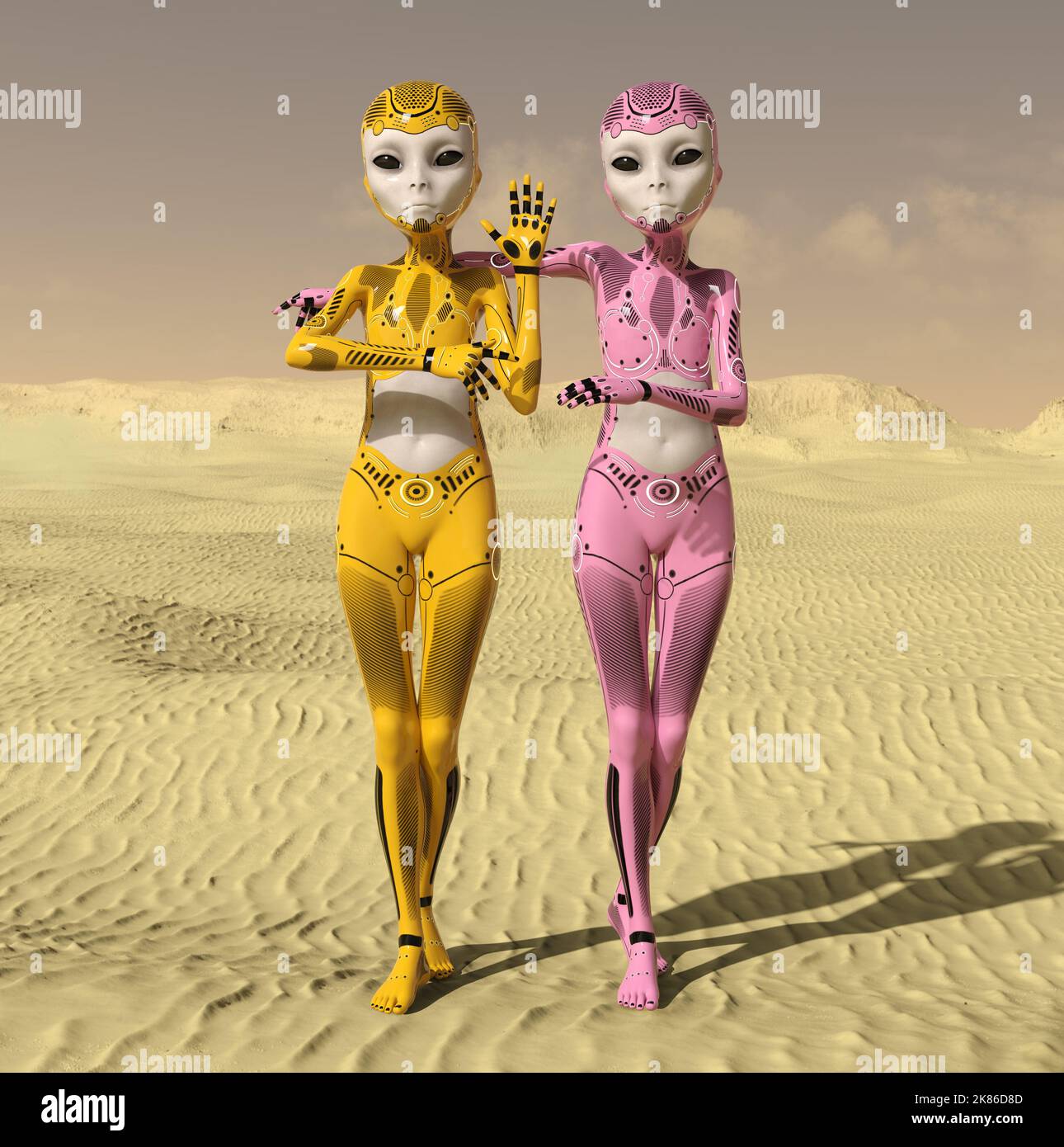 Two aliens in a distant world Stock Photo - Alamy