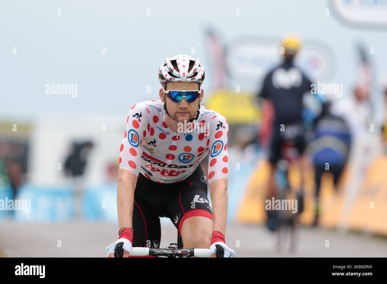 Tim Wellens of Belgium in polka dot KoM jersey during the Tour de ...