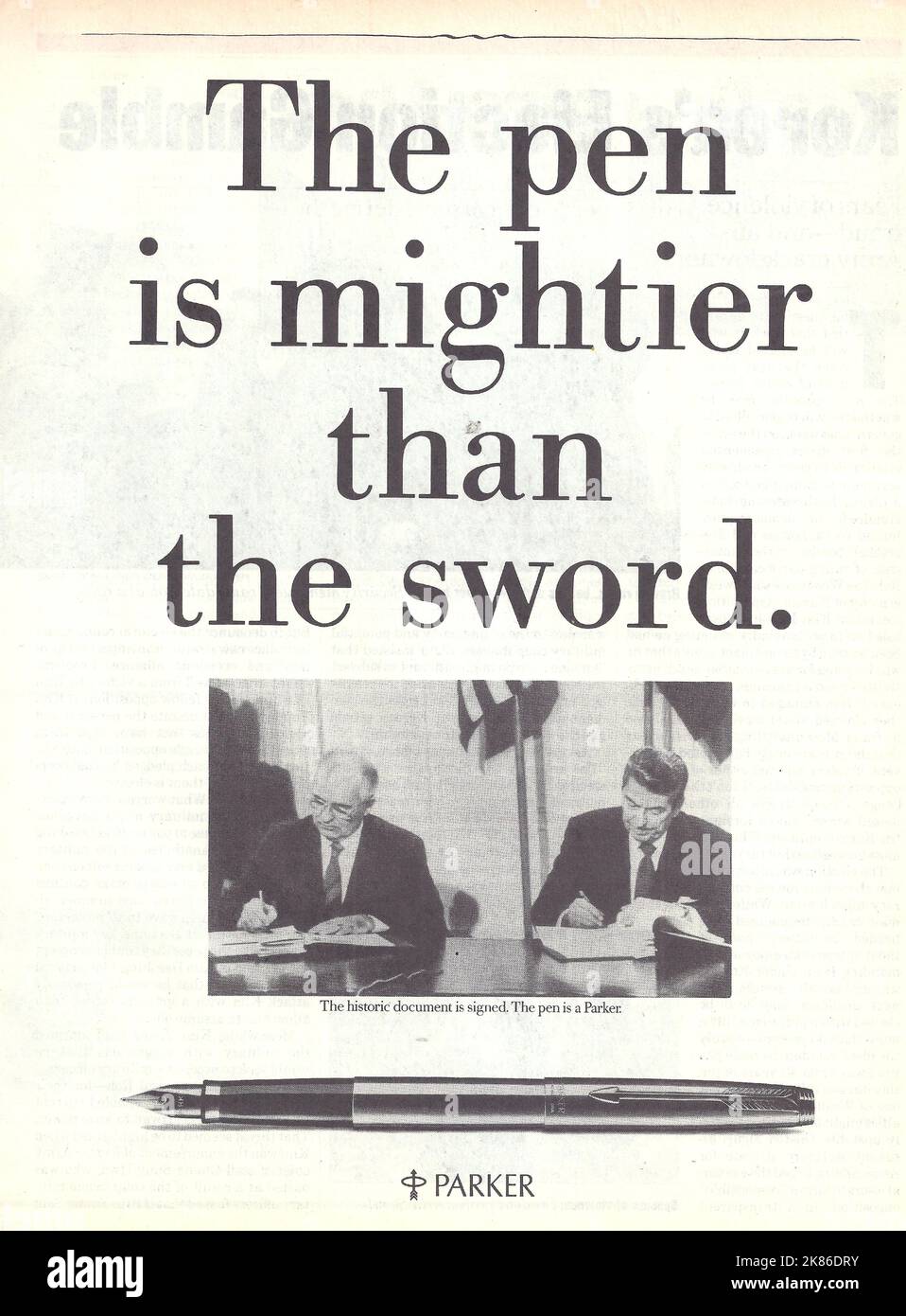 Ronald reagan signs documents with parker pen hi-res stock photography ...