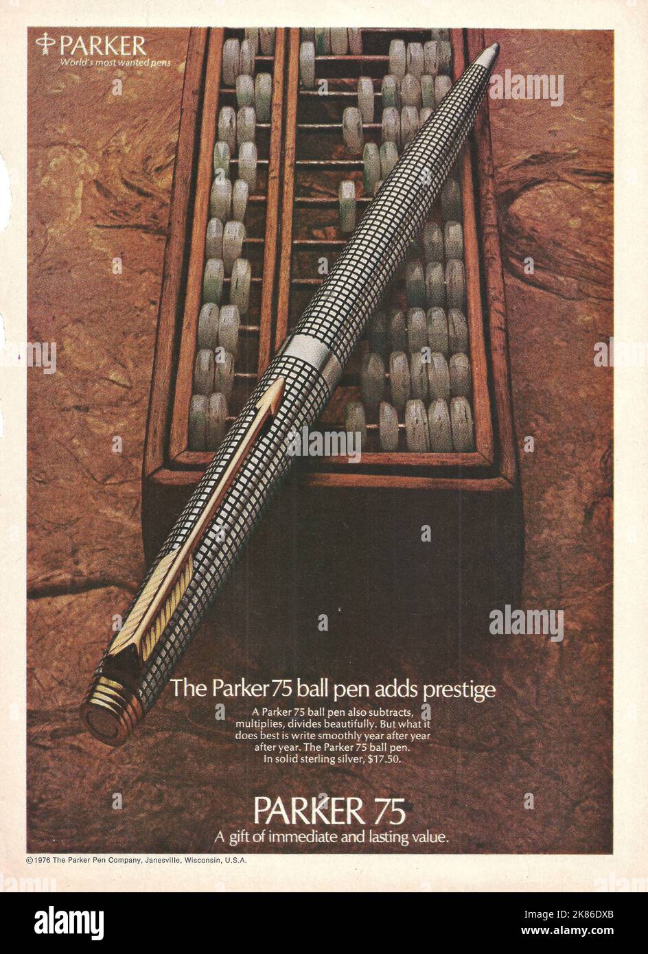Parker pen Parker 75 ballpen vintage magazine advertisement Stock Photo ...