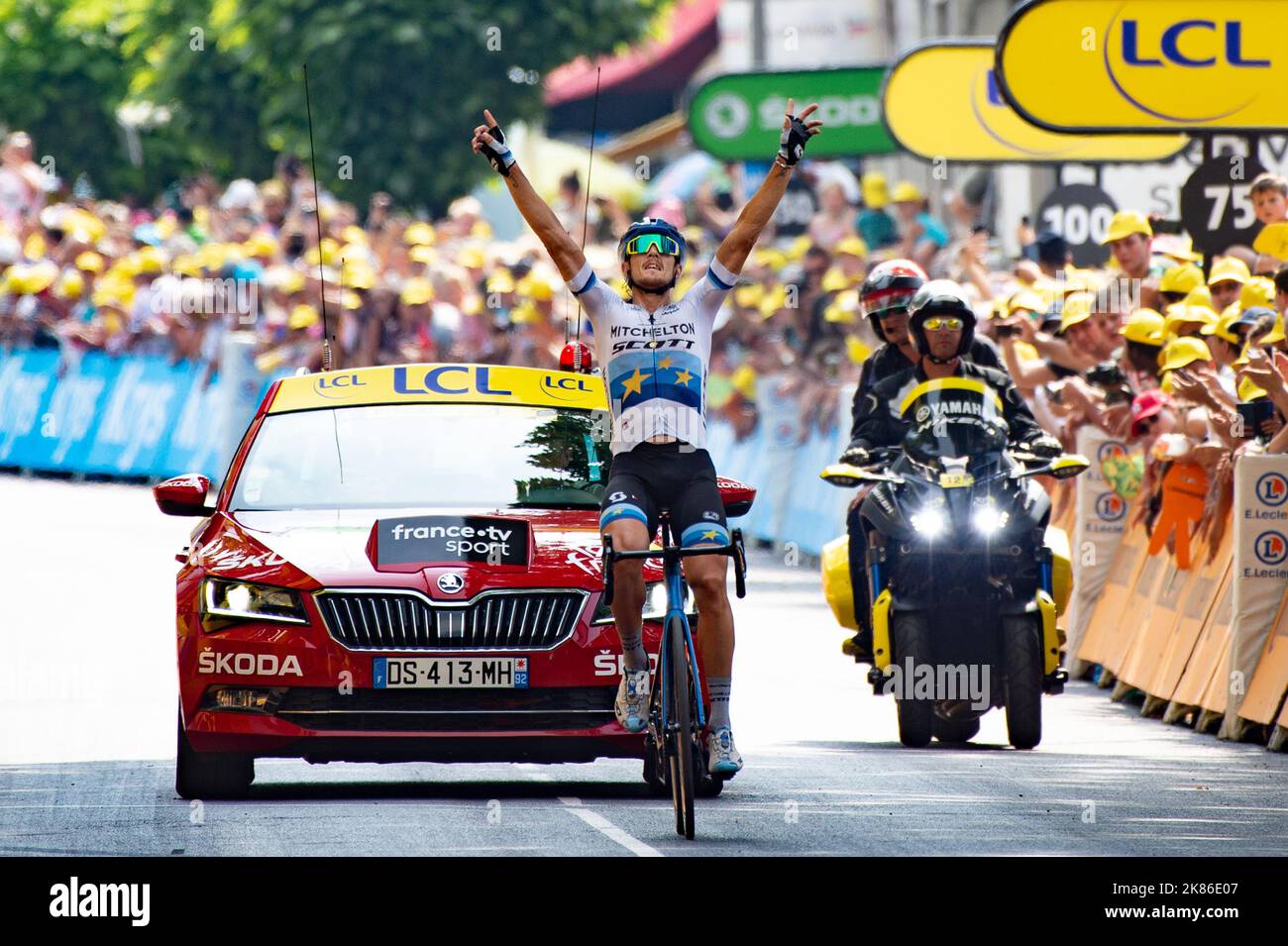 Matteo Trentin for team Mitchelton Scott ride wins the stage in Gap ...