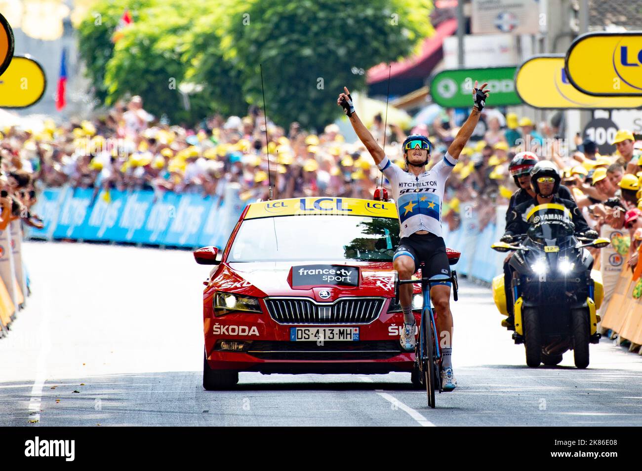 Matteo Trentin for team Mitchelton Scott ride wins the stage in Gap ...