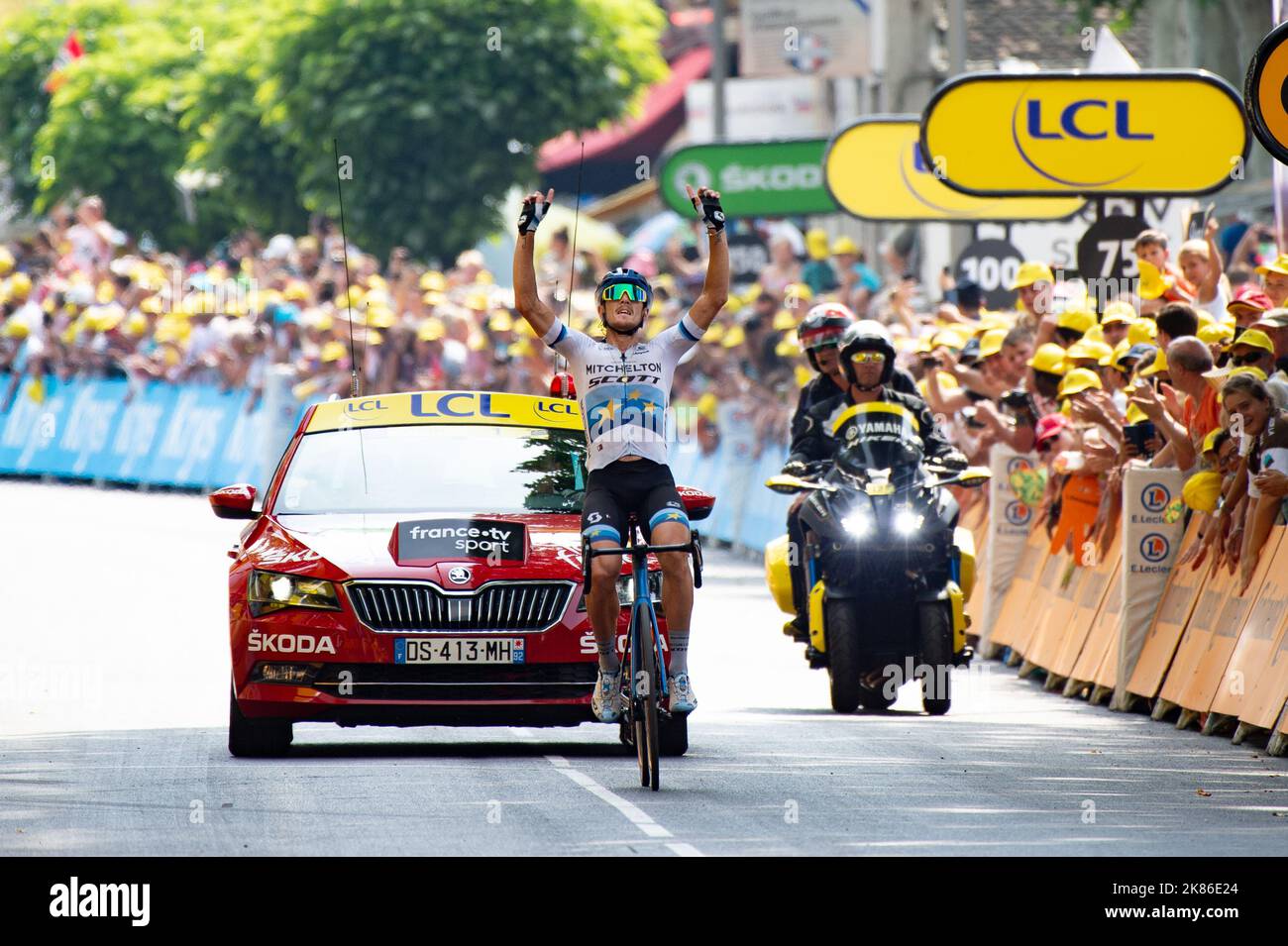 Matteo Trentin for team Mitchelton Scott ride wins the stage in Gap ...