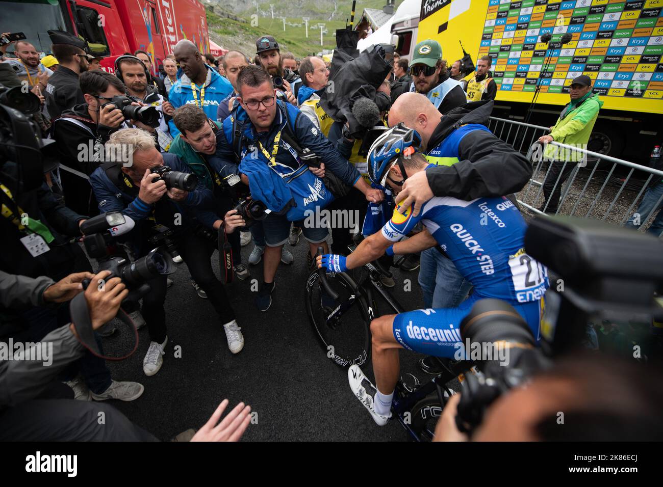 France's Julian Alaphilippe who retained the yellow jersey before Egan ...