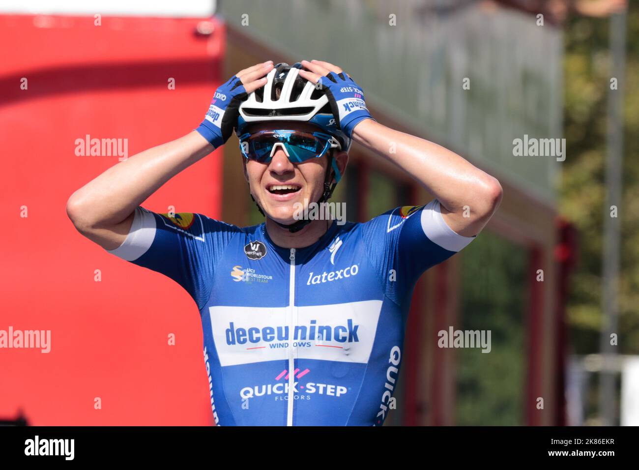 Remco Evenepoel Belgium Deceuninck Quick Step winner of the San ...