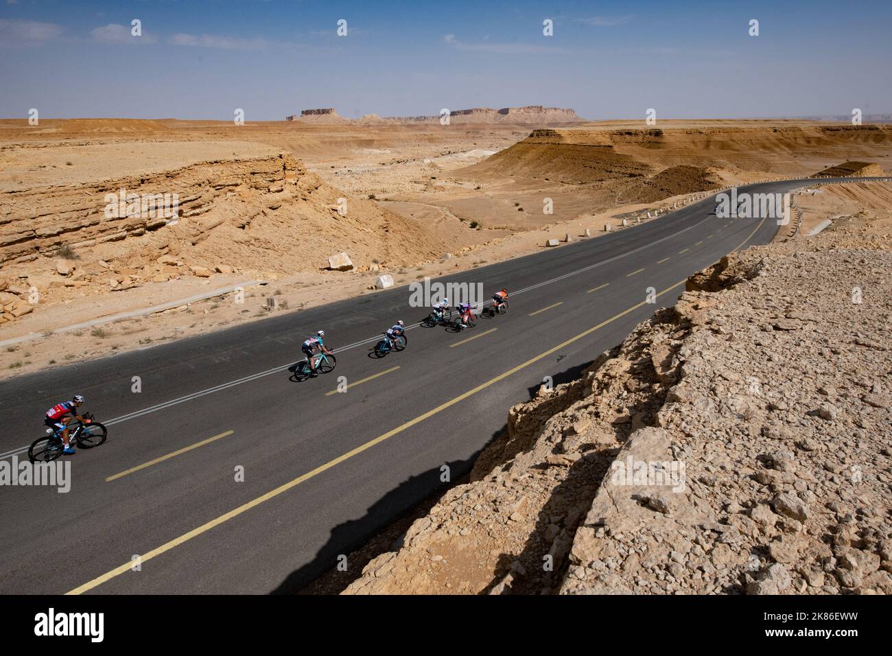 The break lead by BASSETT Stephen for Rally cycling team Saudi Tour ...