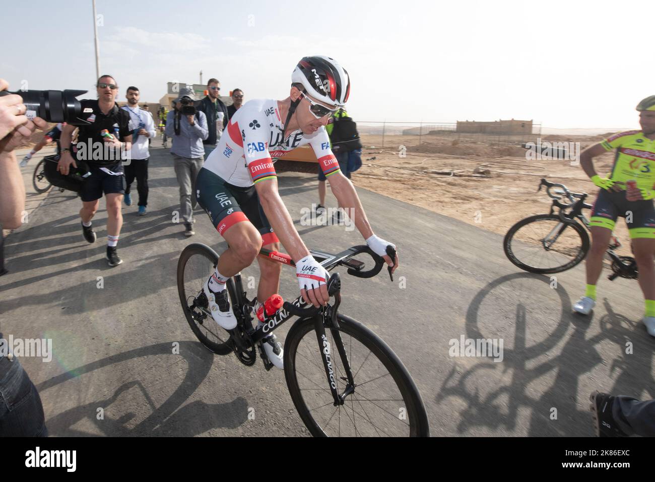 Rui Costa for team UAE Emirates rides to the podium after winning the ...
