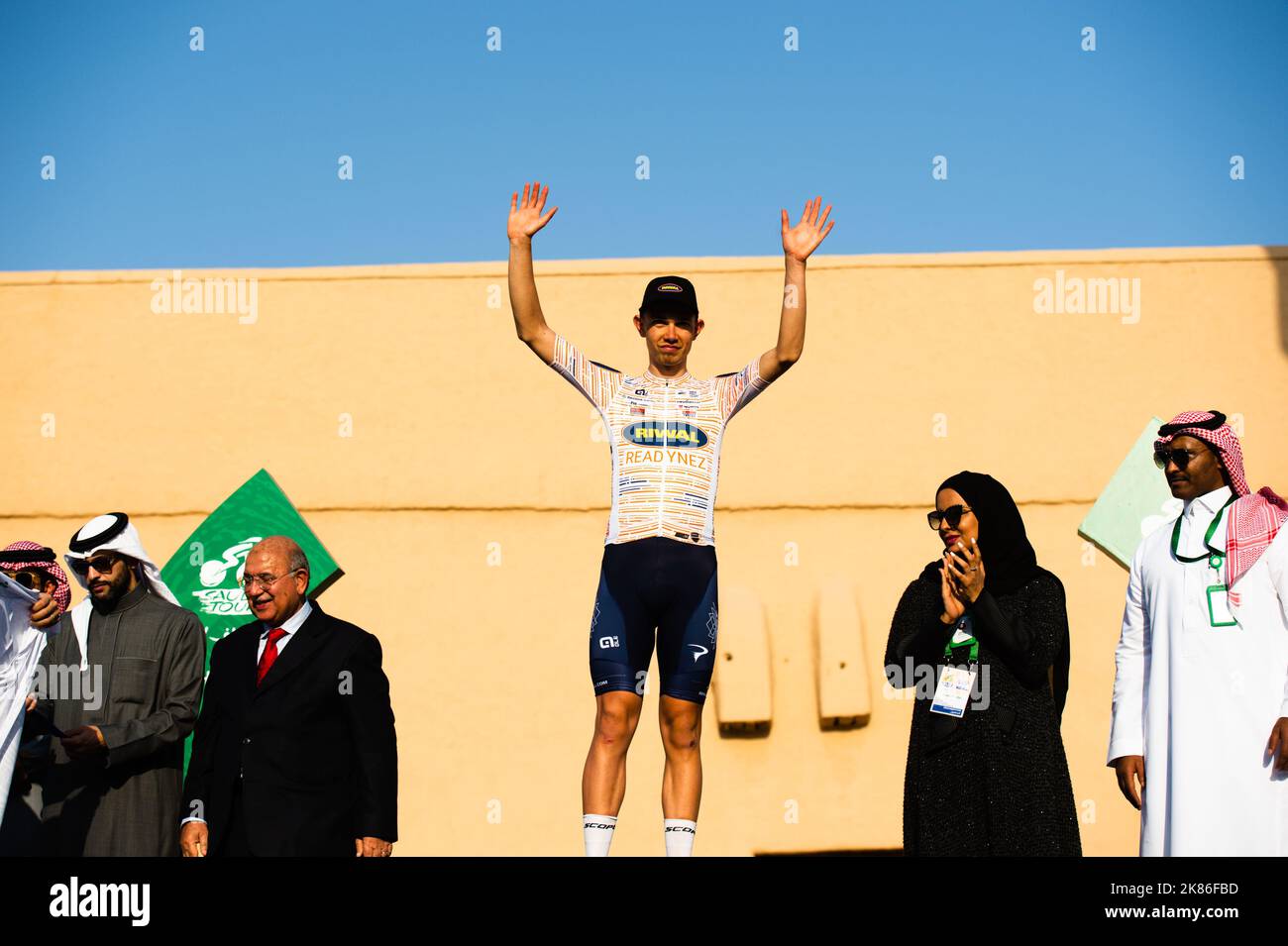 KRON Andreas lorentz for Riwal Readynez team stands on the podium after ...