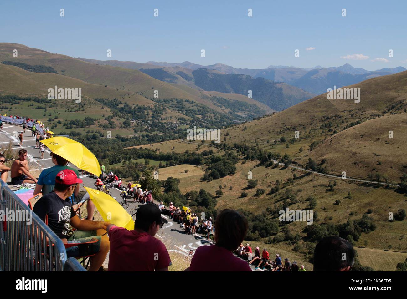 Col de Peyresourde mountain pass during Stage 8 of the Tour de France ...