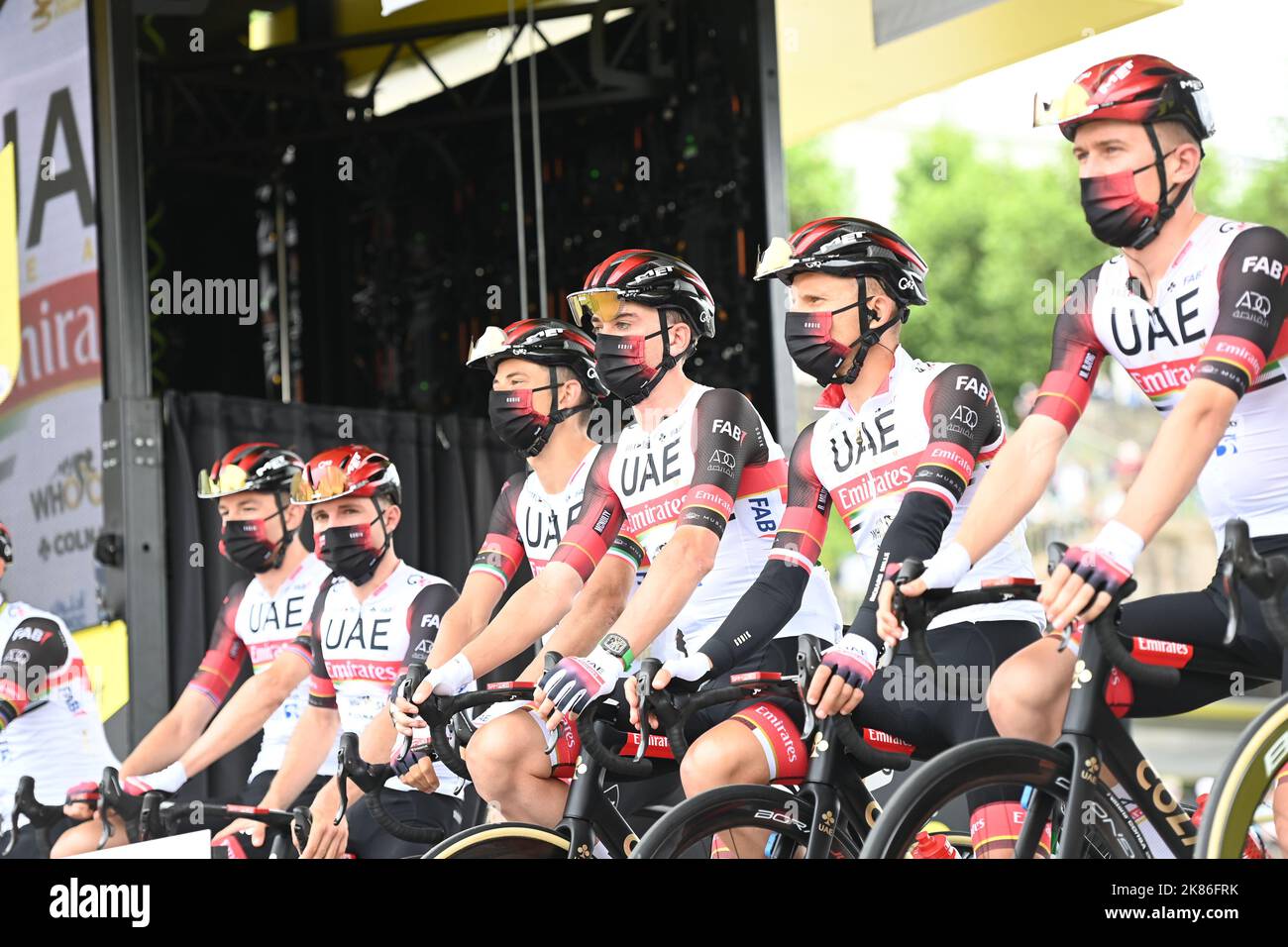 Tadej Pogacar of team UAE Emirates last, year's winner of the Tour, on ...