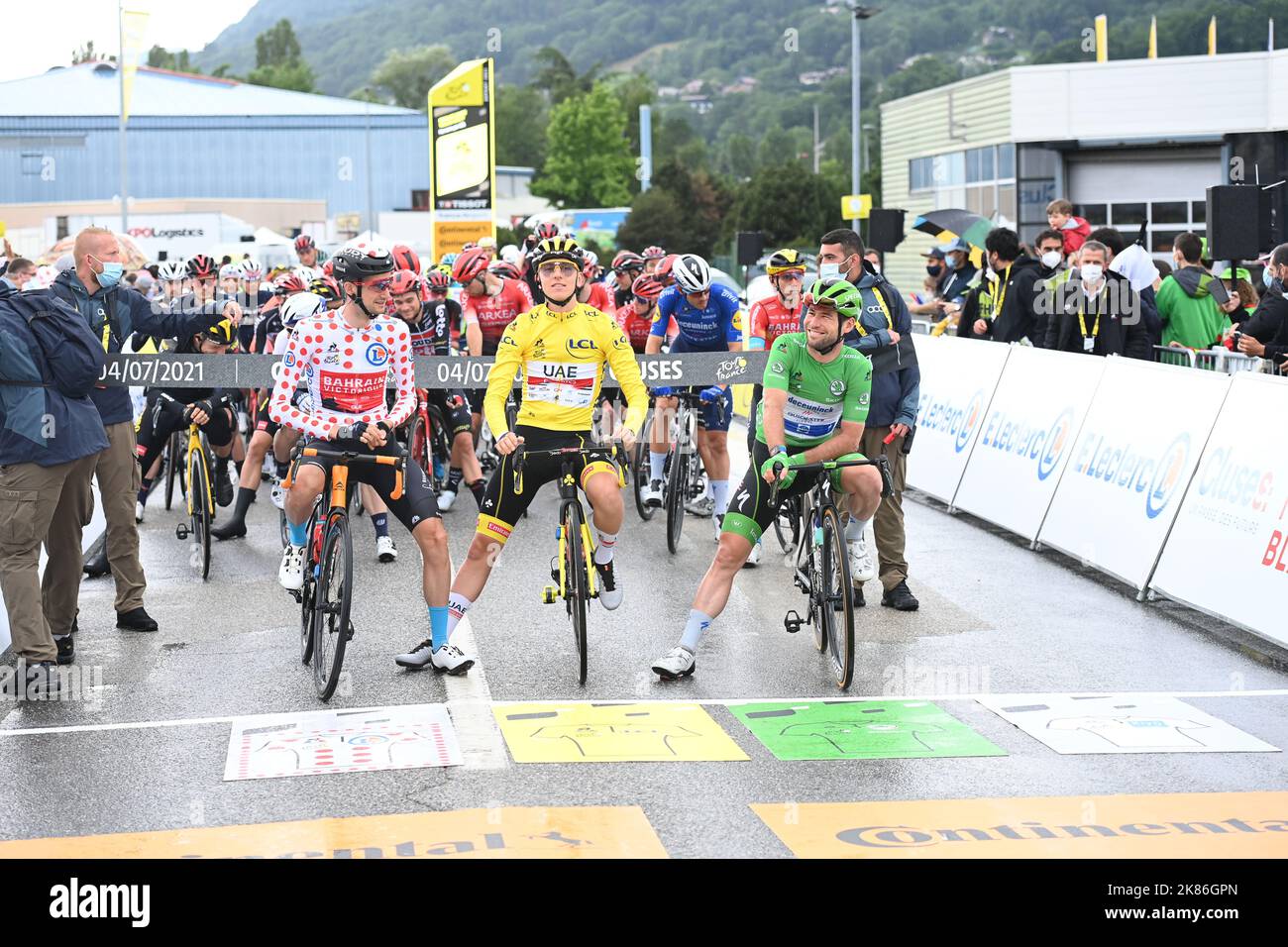 Great Britain's Mark Cavendish, Tadej Pogacar, Wouter Poels line up at ...