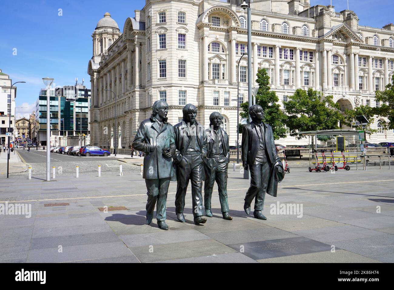 LIVERPOOL, UK - JULY 14, 2022: The Beatles statue in Liverpool, England ...